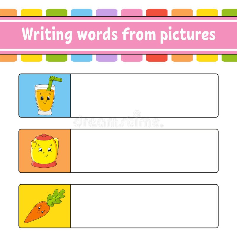 Writing Words from Pictures. Education Developing Worksheet. Learning ...
