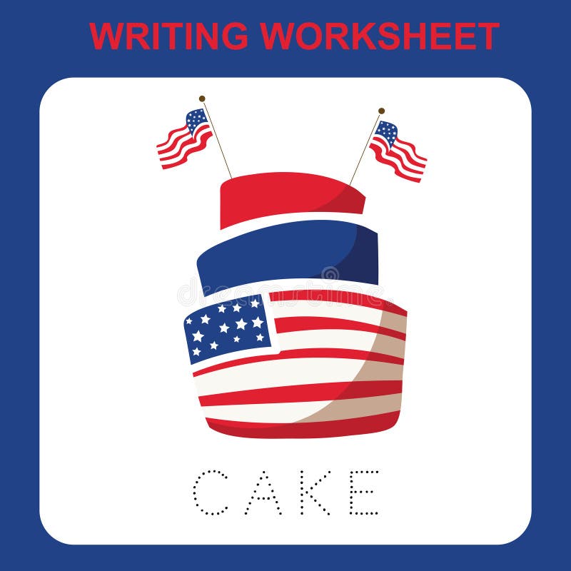 Fourth July Edition Writing Worksheet Stock Vector - Illustration of ...