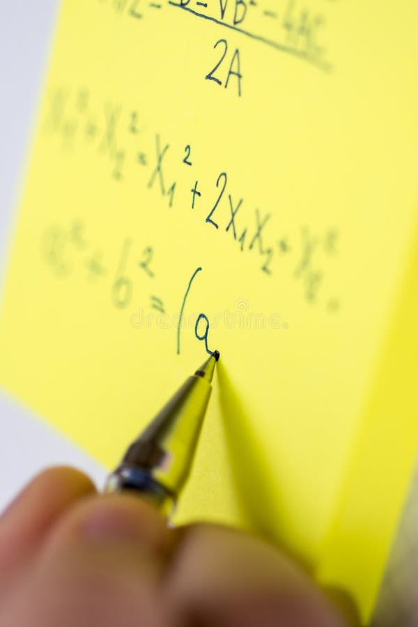 Writing on Yellow Sticky Notes Close Up Stock Image - Image of holding ...