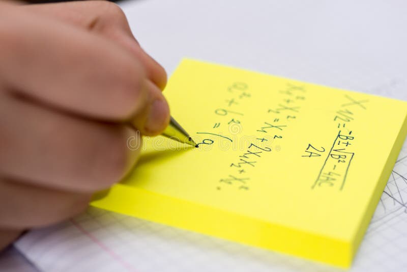 Writing on Yellow Sticky Notes Close Up Stock Image - Image of pencil ...