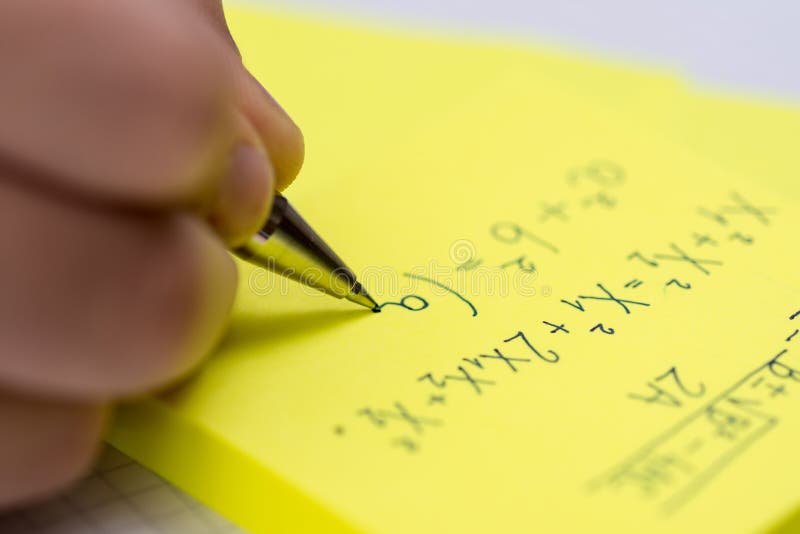 Writing on Yellow Sticky Notes Close Up Stock Image - Image of ...