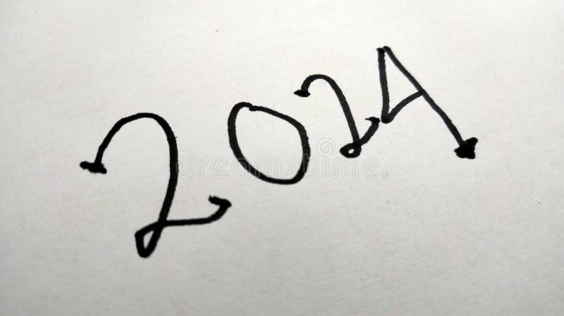 2024 Written in Black Ink on White Paper Stock Image - Image of written ...