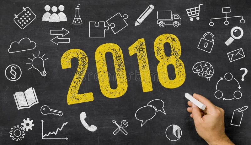 2018 Written on a Blackboard Stock Illustration - Illustration of chalk ...