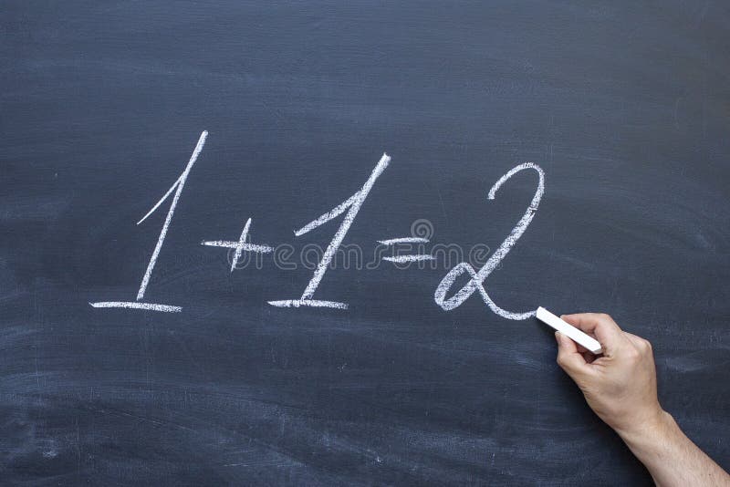1 + 1=2 Written with Chalk on Blackboard Stock Photo - Image of ...