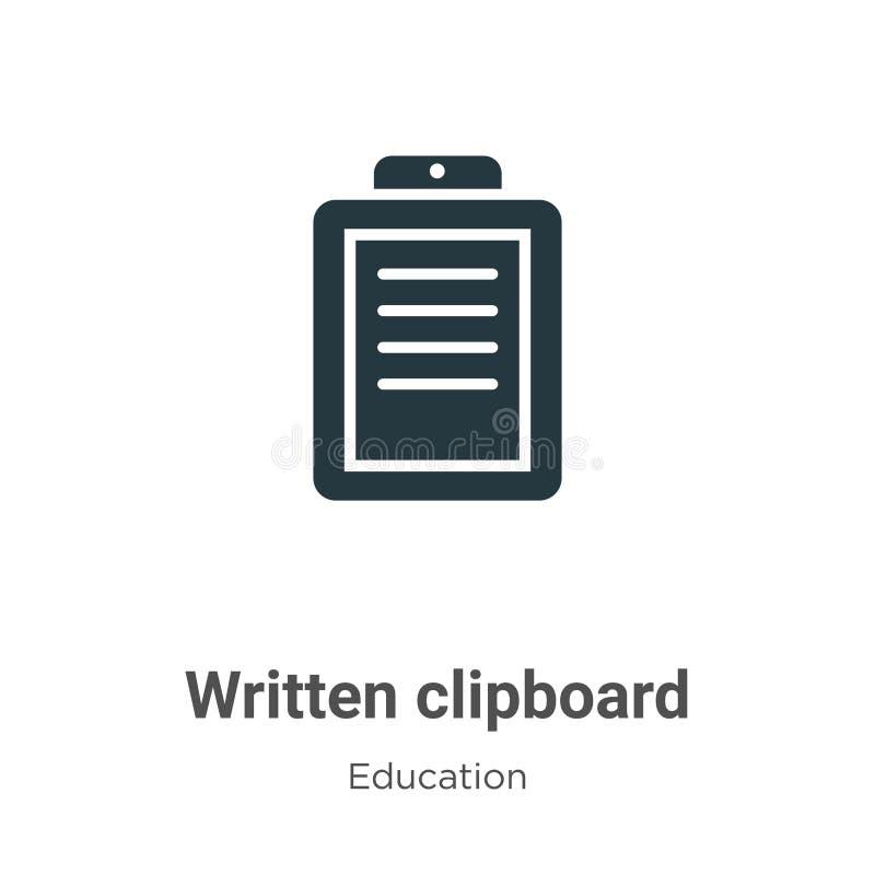 Written Clipboard Vector Icon on White Background. Flat Vector Written ...
