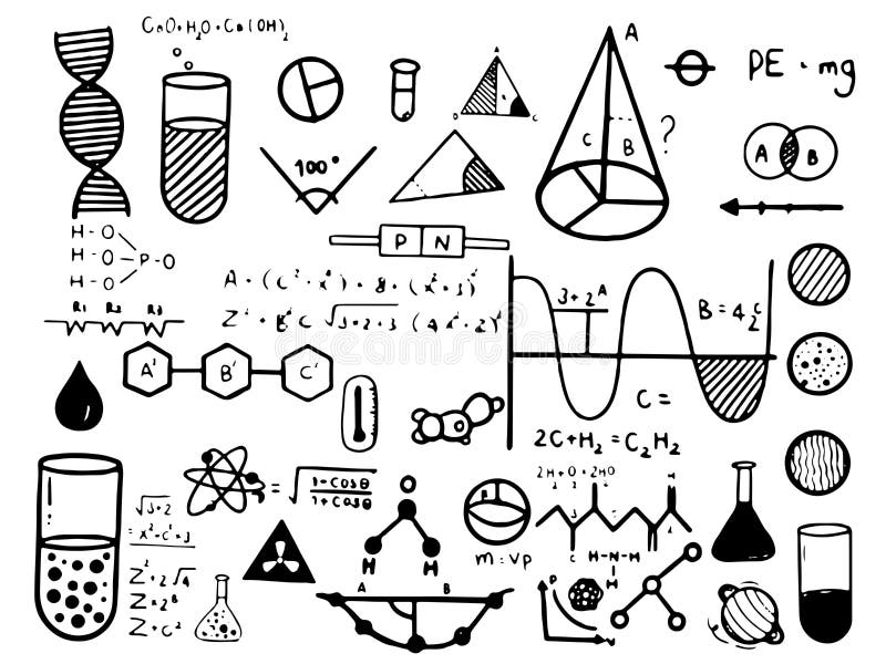 Written Geometric Equations Chemical Formula and Physics Formulas ...
