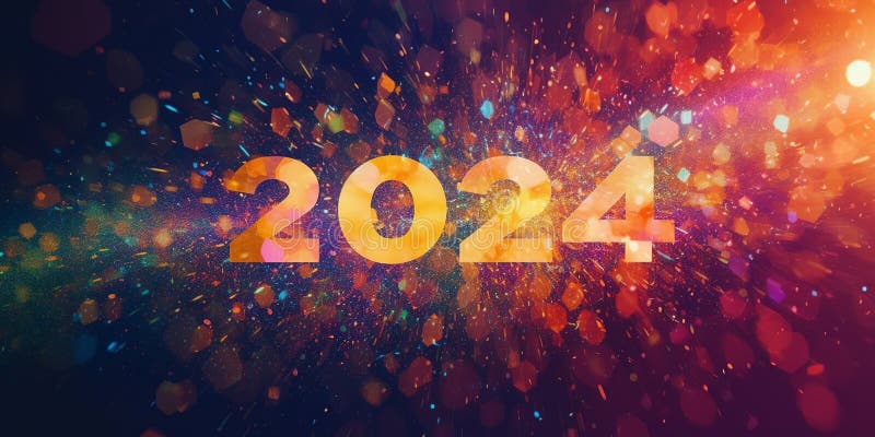2024 Written on Glitter and Confetti, Happy New Year Concept Stock ...