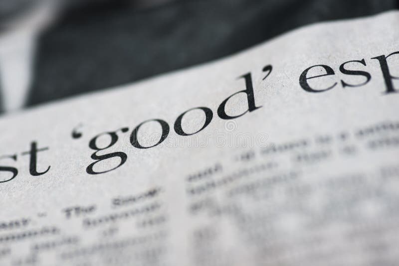 Written good stock image. Image of headline, media, paper - 41879463