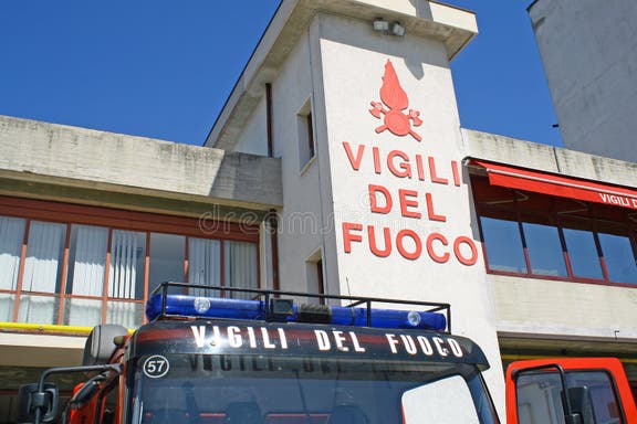 Written in Italian FIRE Station Stock Photo - Image of italian, truck ...