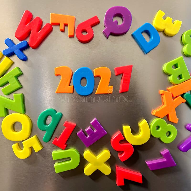 2027 Written in Magnetic Letters Stock Photo - Image of text ...