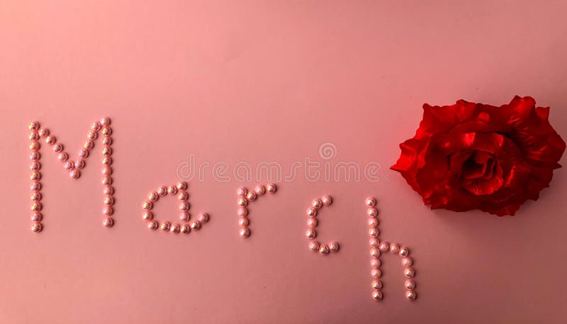 Written the Name of the Month of March Beads Stock Photo - Image of ...