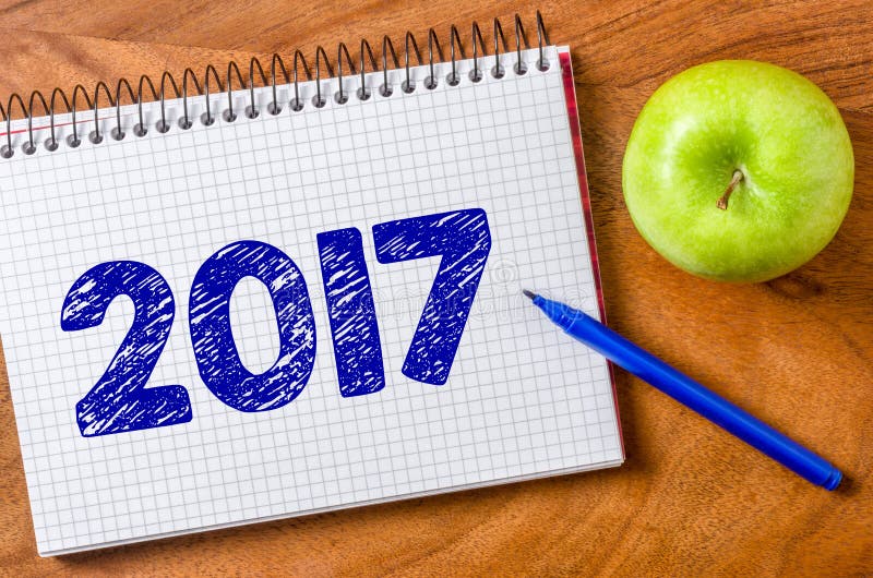 2017 written on a notepad stock image. Image of information - 78626709