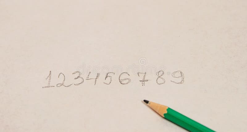 Written Numbers in Order from Zero To Nine in Pencil Lying Side by Side ...