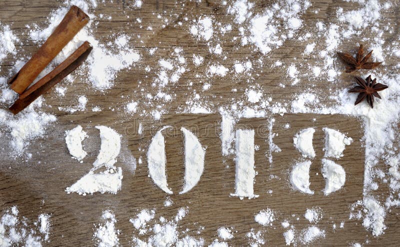 2018 written with flour stock photo. Image of celebration - 103121898