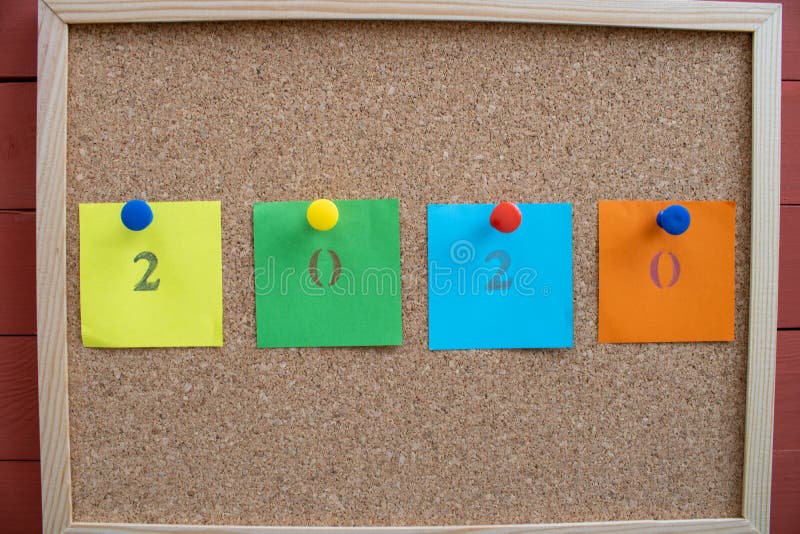 2020 written in post-it stock photo. Image of trail - 164961276