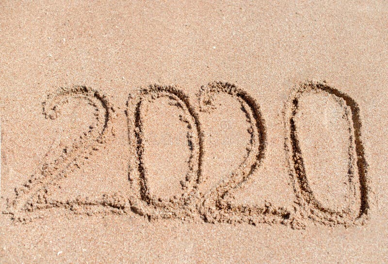 2020 Written in the Sand at the Beach Stock Photo - Image of ocean ...