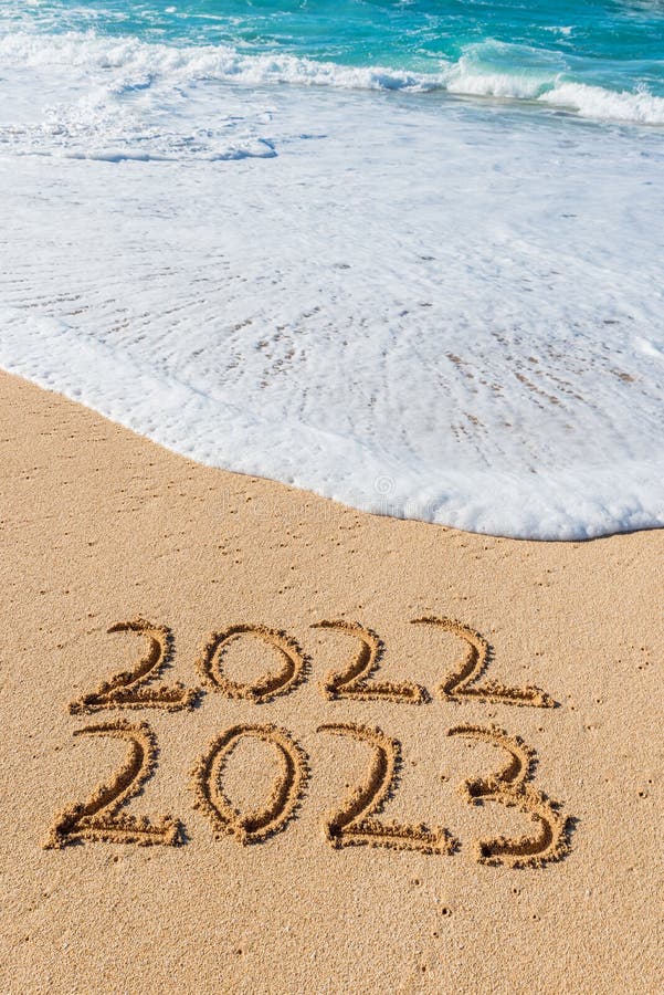 2022 2023 Written in the Sand- New Year Concept Stock Photo - Image of ...
