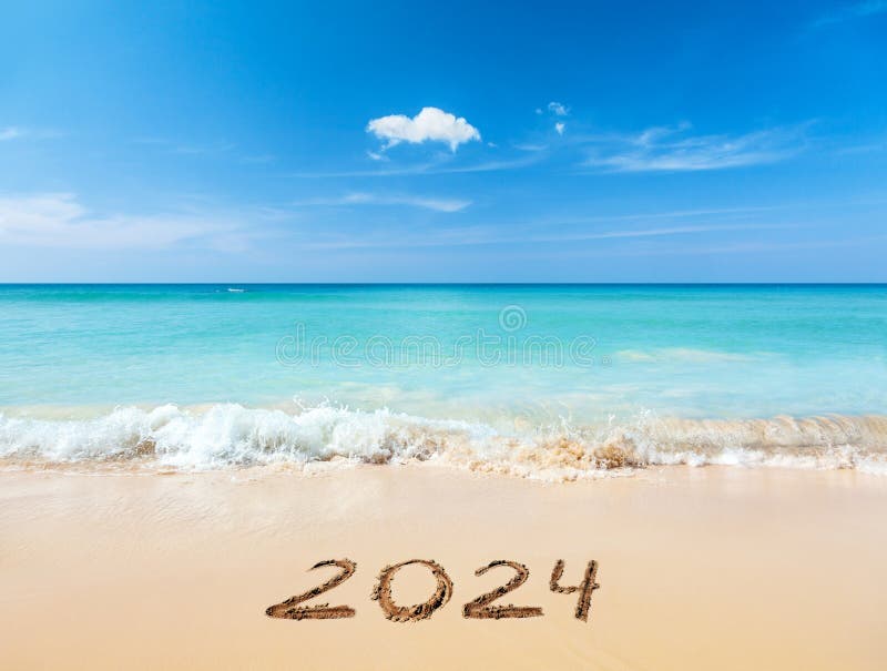 2024 Written on Sandy Beach Stock Image - Image of daylight, xmas ...