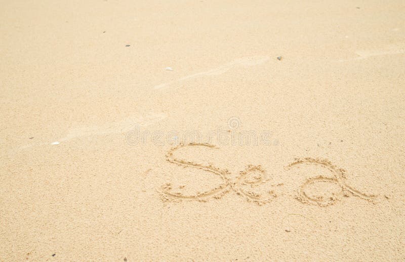 Written word in sand stock photo. Image of beach, written - 63014666
