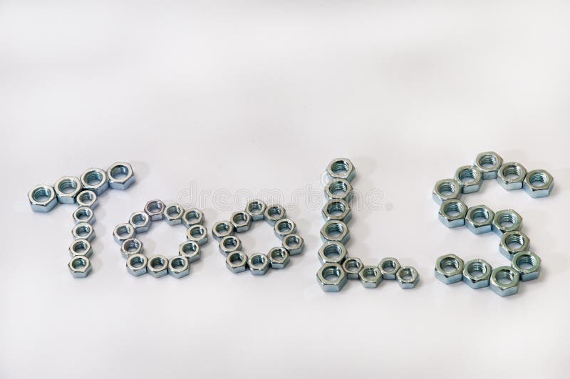 Written Word Tools Many Metal Nuts Stock Photos - Free & Royalty-Free ...