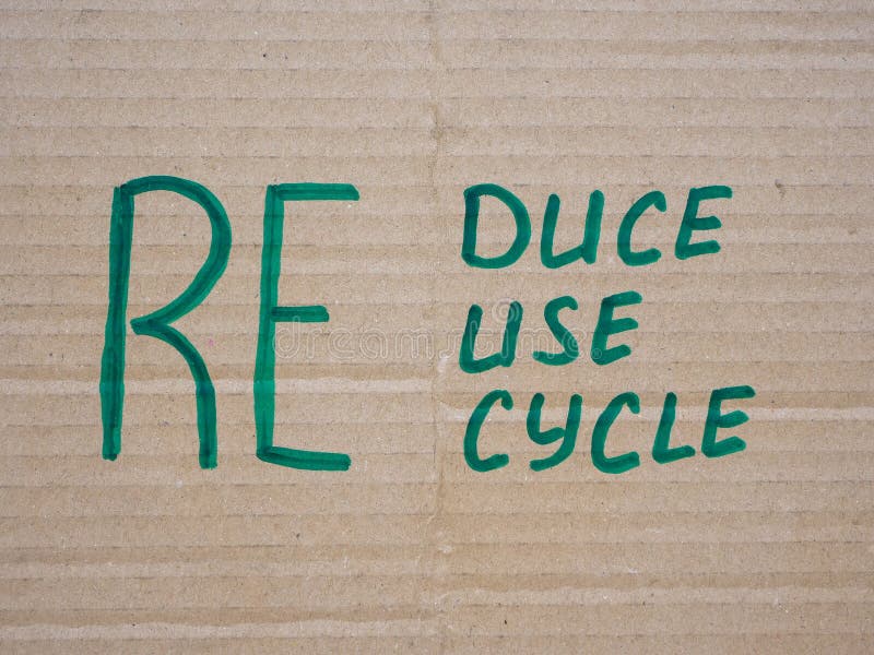 Written Words Reduce, Reuse and Recycle on Cardboard. Stock Image ...