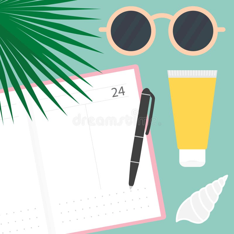 Writting in Calendar, Diary, Summer Planning Concept Stock Vector ...