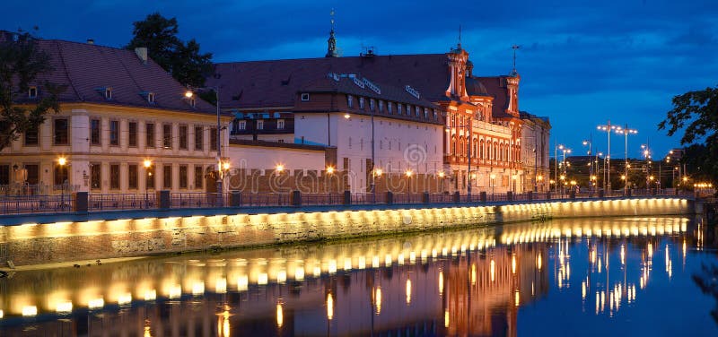 Architecture Night Lighting View Stock Image - Image of triangular ...