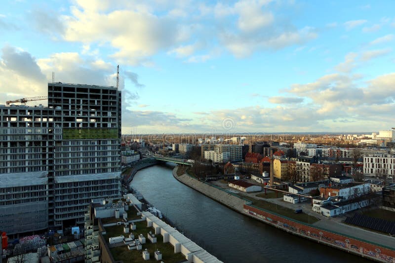 Wroclaw City and Oder (Odra) River, Poland Stock Photo - Image of tower ...