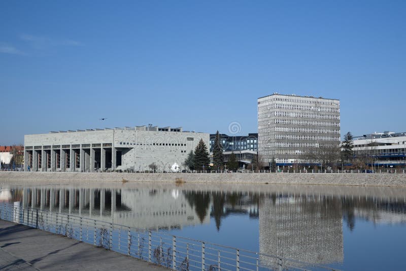 Wroclaw Cityscape with University Library and Odra River Stock Image ...
