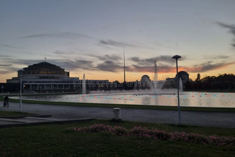 Wroclaw, Poland, August 15, 2022: Centenary Hall and Fountain at Night ...