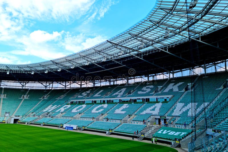 Wroclaw, Poland, August 19, 2021: View of the Stadium with a Green ...