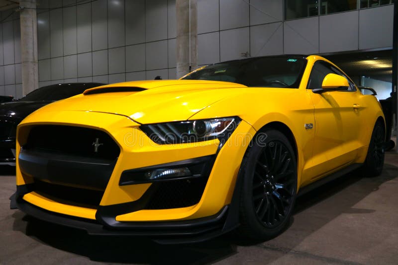 Wroclaw, Poland, August 22, 2021: Yellow Beautiful Ford Mustang ...