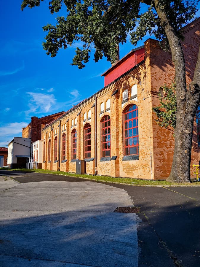 Facade of Old Pumping Station Building Stock Photo - Image of wall ...