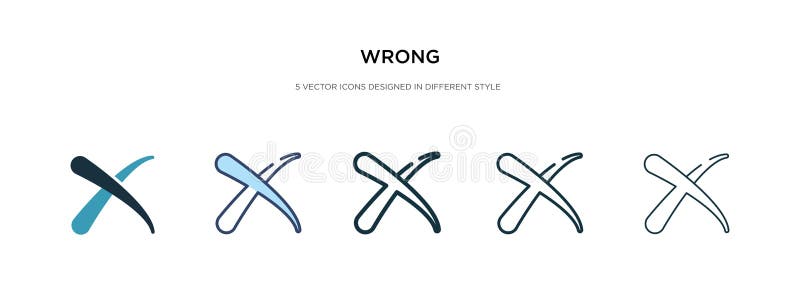 Wrong Icon in Different Style Vector Illustration. Two Colored and ...