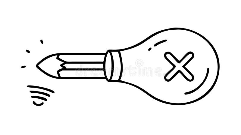 Wrong Idea Lightbulb Icon for Correction Learning, Vector Design ...