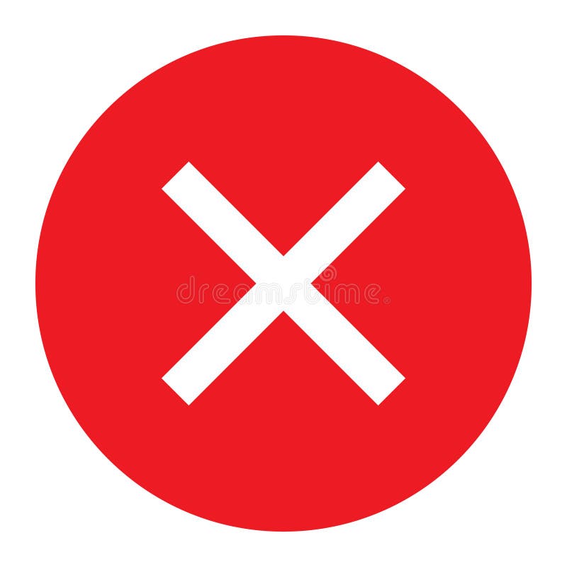 Wrong Mark Button in Red Circle Icon on White Background Vector Stock ...