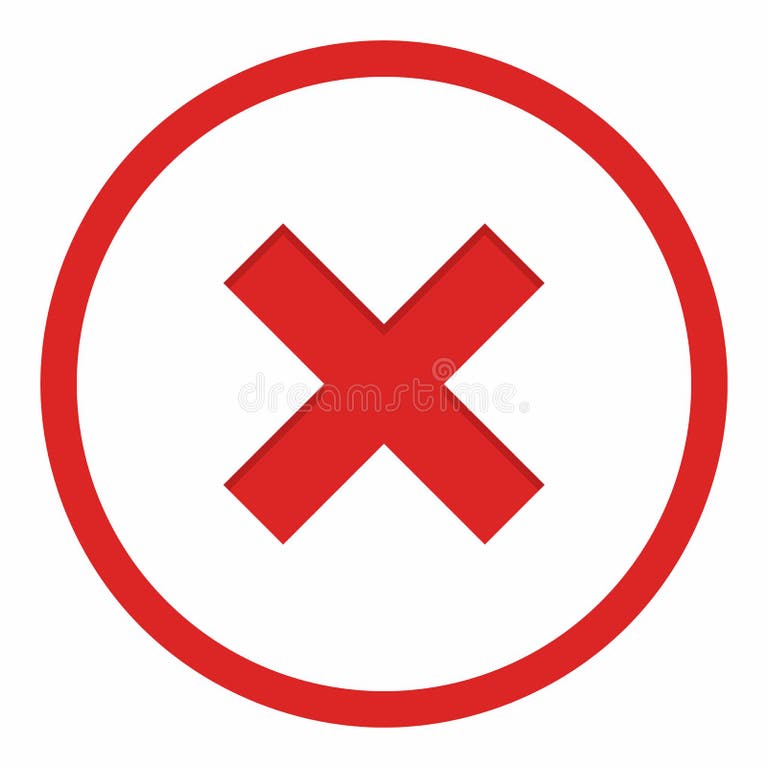 Wrong Marks, Cross Marks, Rejected, Disapproved, No, False, Not Ok ...