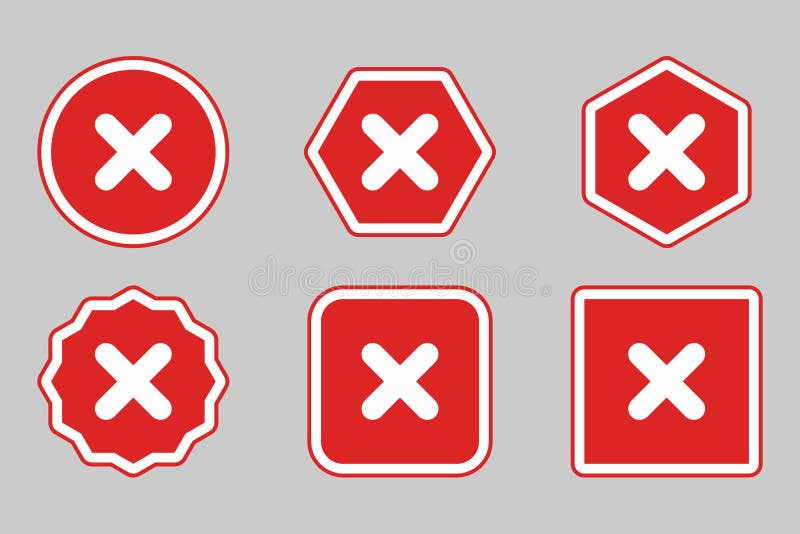 Wrong Marks Icon Set, Cross Marks, Rejected, Disapproved, No, False ...