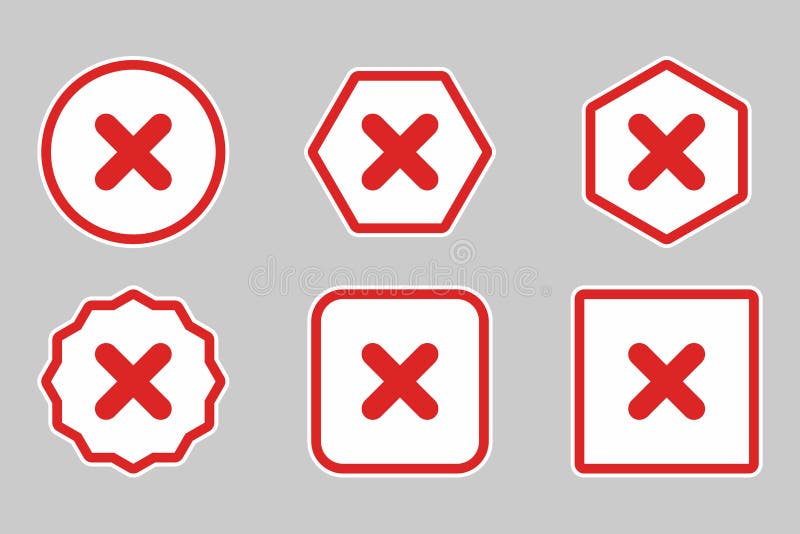 Wrong Marks Icon Set, Cross Marks, Rejected, Disapproved, No, False ...