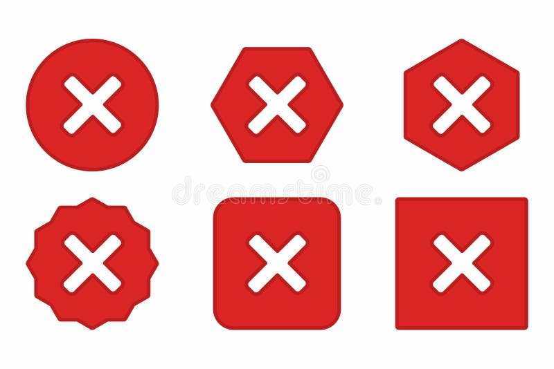 Wrong Marks Icon Set, Cross Marks, Rejected, Disapproved, No, False ...