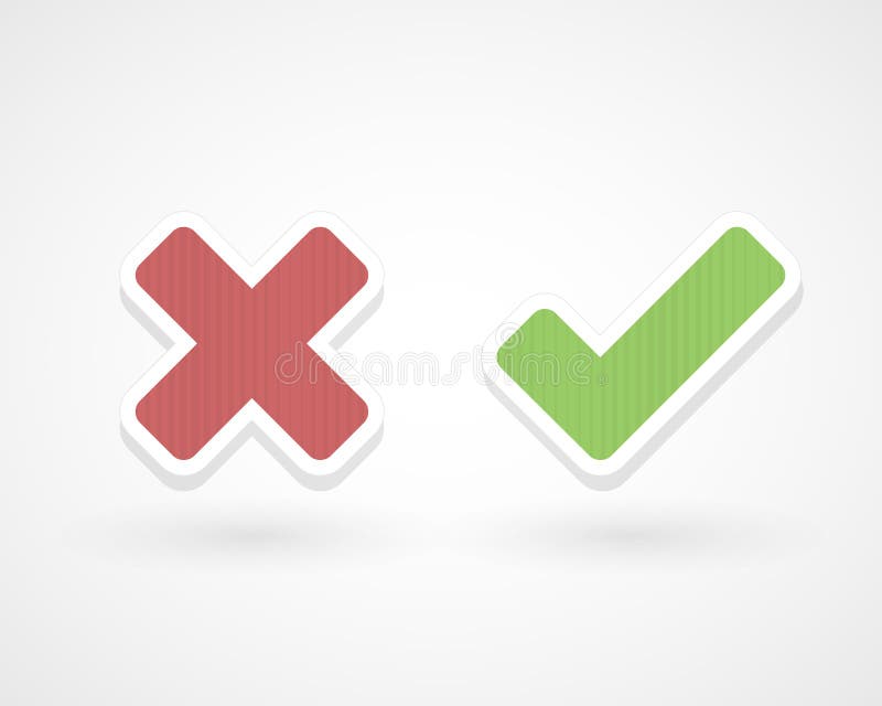 Wrong and Ok Icons. Positive and Negative Symbols. Vector Illustration ...
