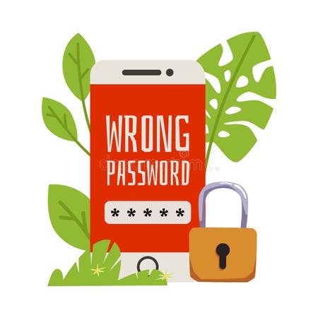 Wrong Password and Access Denied Banner Flat Vector Illustration ...