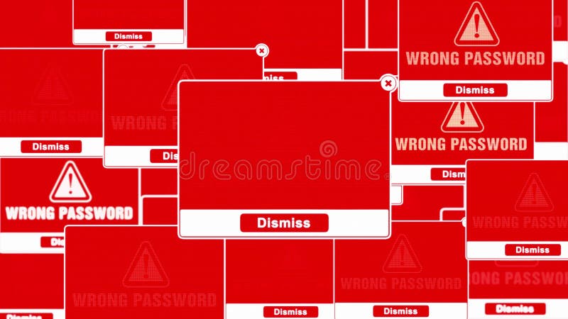 Wrong Password Alert Warning Error Pop Up Notification Box On Screen