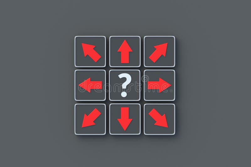 Wrong Questions. Question Mark and Arrows on Buttons Stock Illustration ...