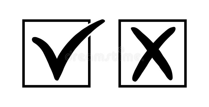 Wrong and Right. Icon Check Mark Yes and X. Black Color Sign Isolated ...