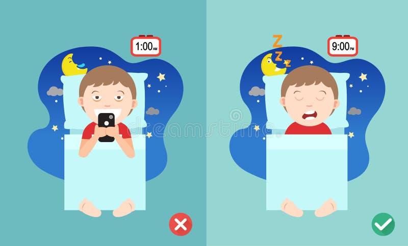 Wrong and Right Way for Kids Stop Using Smartphone Stock Vector ...