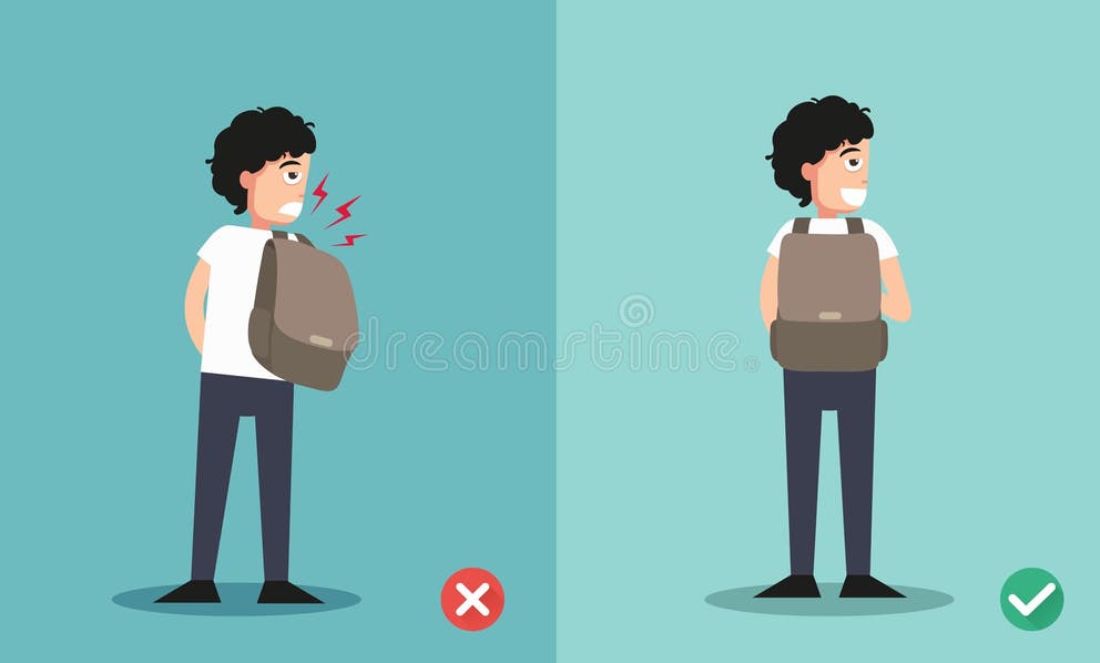 Wrong and Right Ways for Backpack Standing Stock Vector - Illustration ...