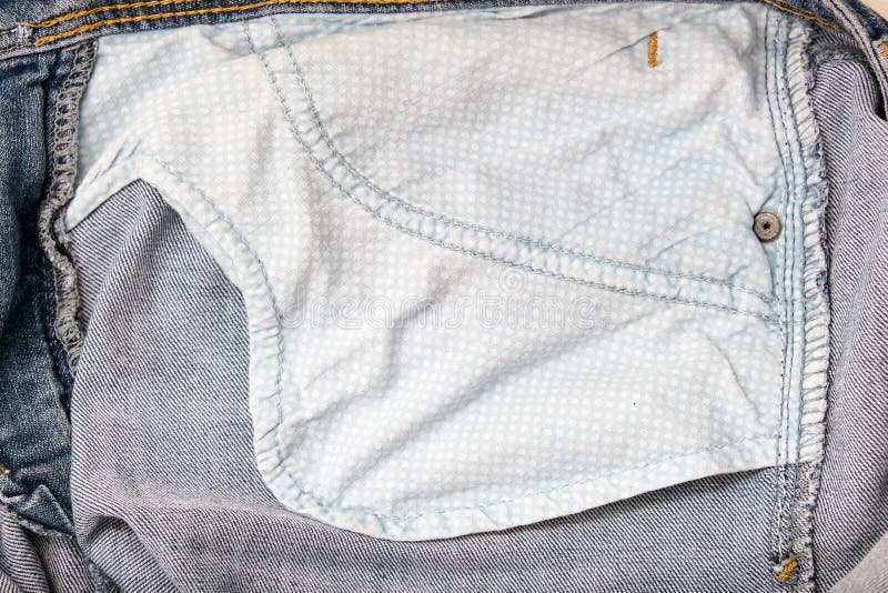 The Wrong Side, Fabric of Jeans Denim Pocket Close Up, Reverse and Back ...