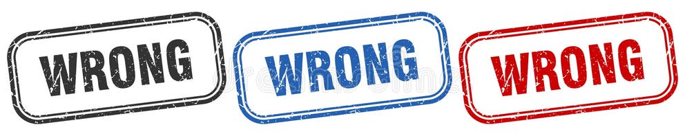 Wrong Square Isolated Sign Set. Wrong Stamp Stock Vector - Illustration ...