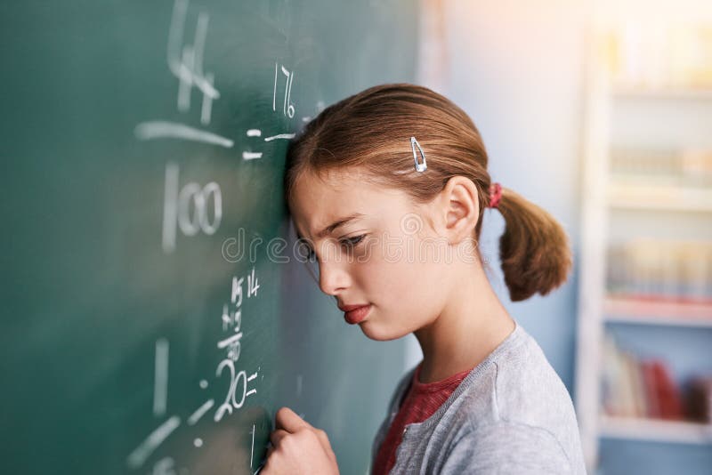 This is Wrong. a Stressed Young Elementary School Kid Writing Answers ...